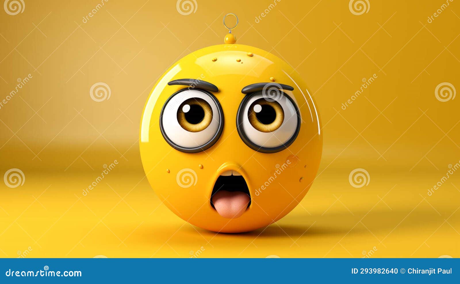 3D Ball Emoji Character in Crying Emotion Action on Orange Stock ...