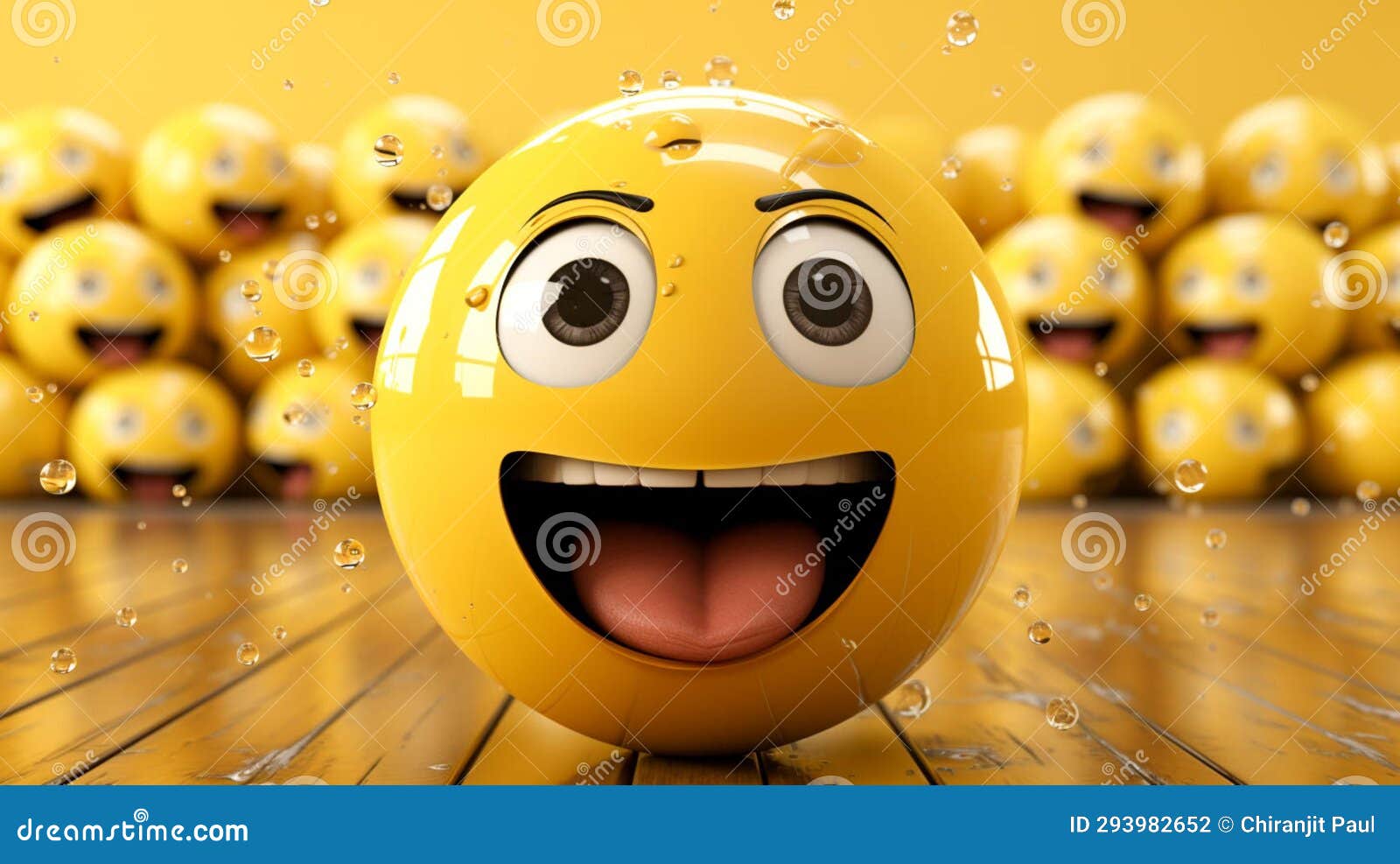 3D Ball Emoji Character in Crying Emotion Action on Orange Stock ...