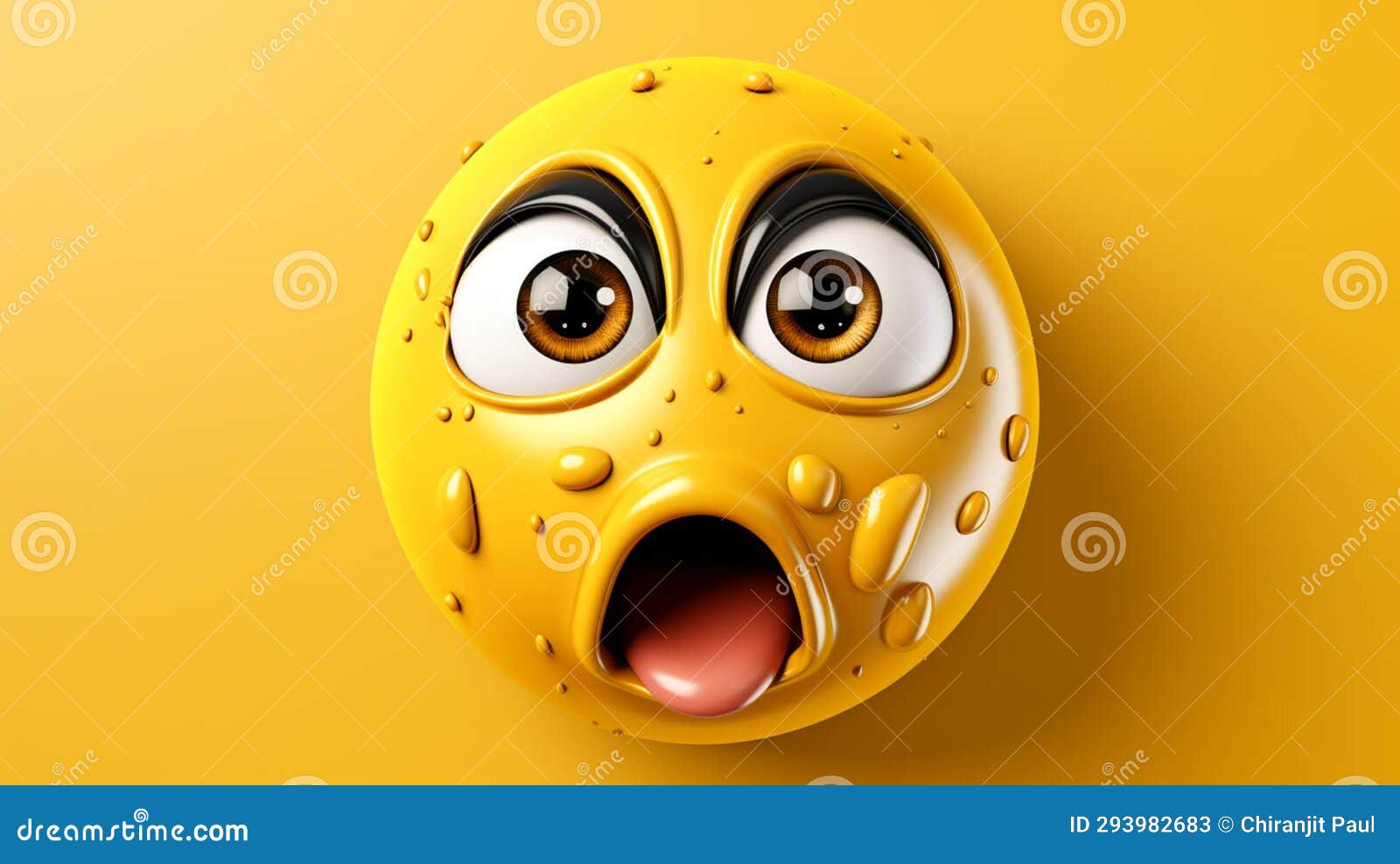 3D Ball Emoji Character in Crying Emotion Action on Orange Stock ...