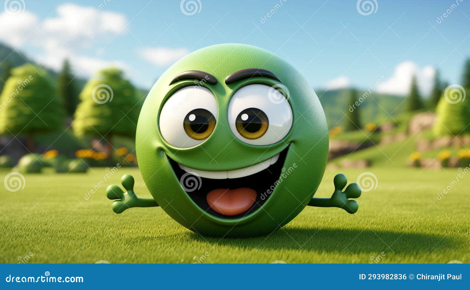 3D Ball Emoji Character in Happy Emotion Action Stock Photo - Image of ...