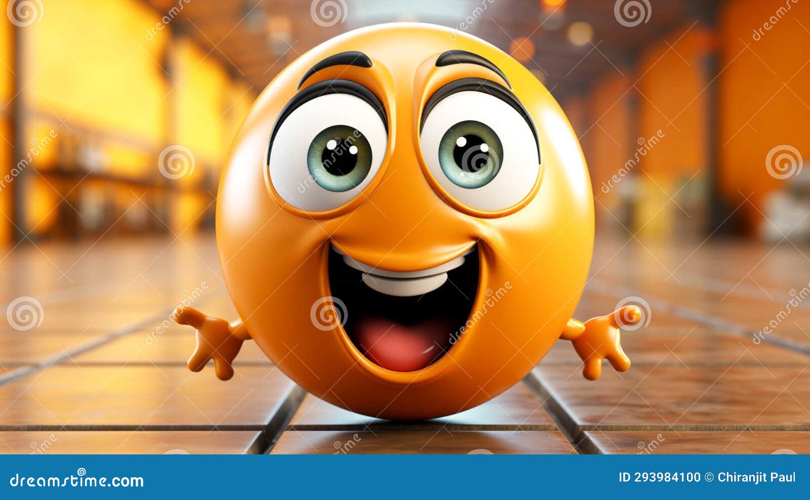 3D Ball Emoji Character in Hungry Emotion Action Stock Illustration ...