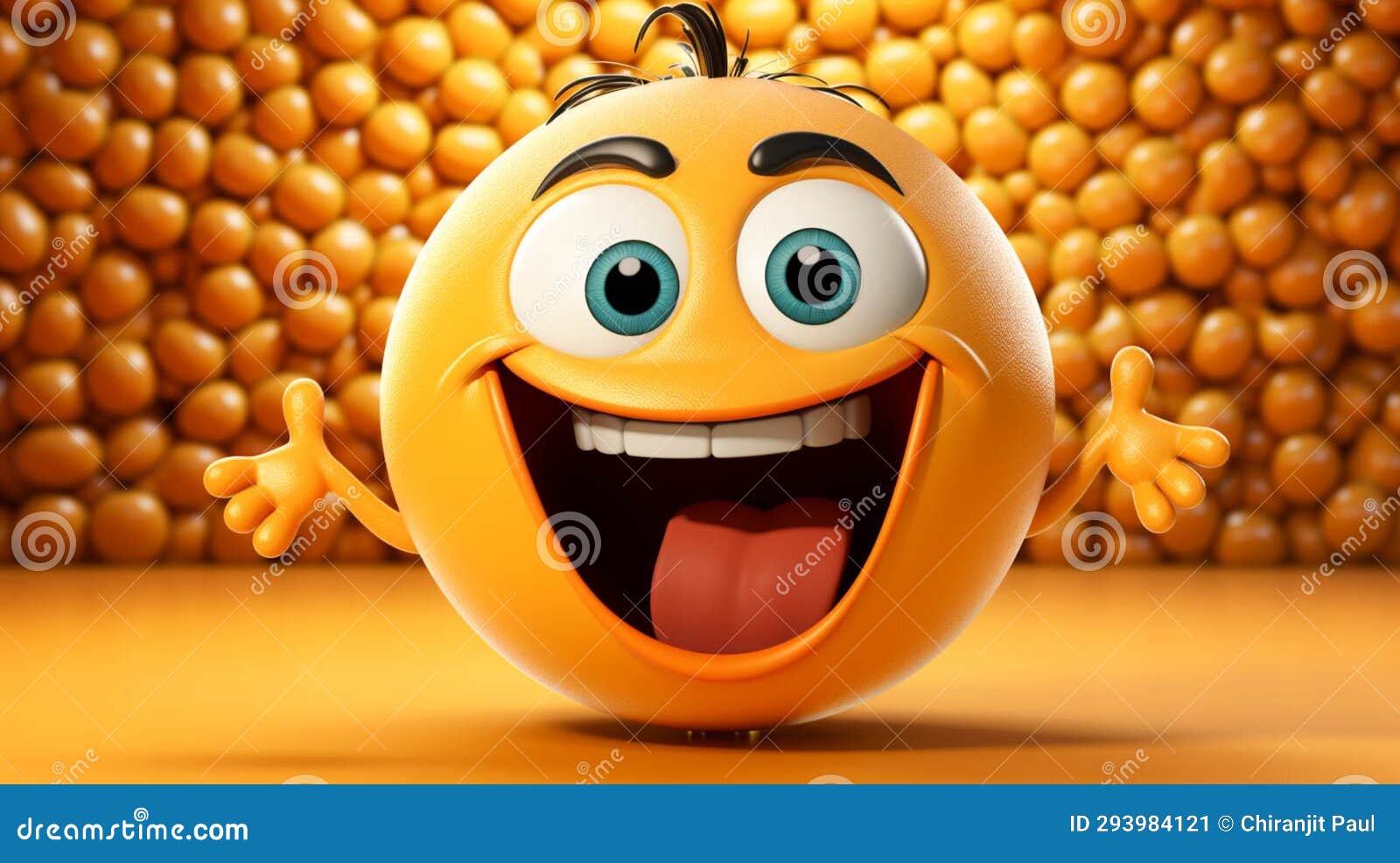 3D Ball Emoji Character in Hungry Emotion Action Stock Image - Image of ...
