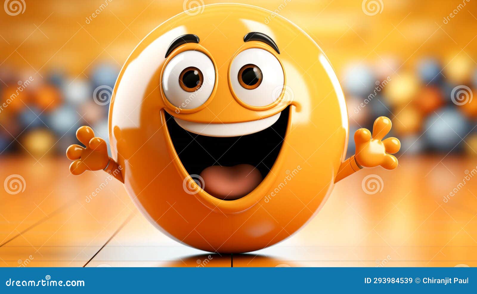 3D Ball Emoji Character in Laugh Emotion Action Stock Illustration ...