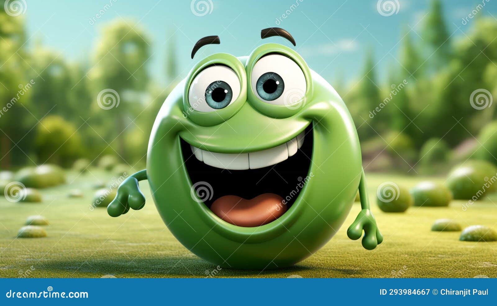 3D Ball Emoji Character in Laugh Emotion Action Stock Illustration ...