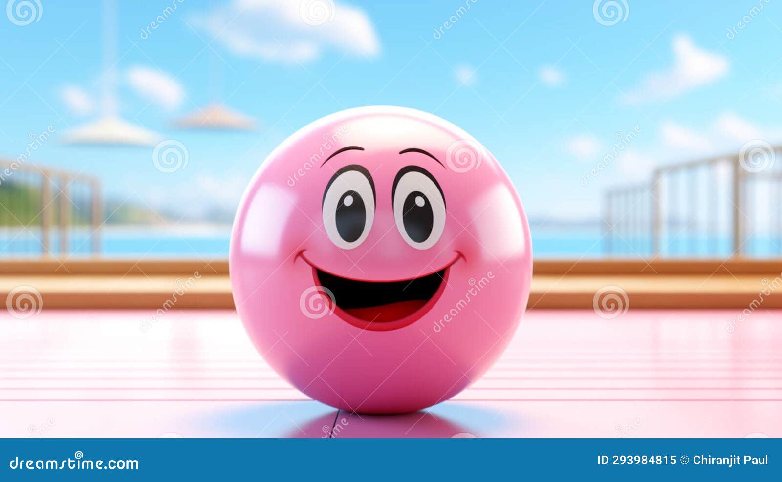 3D Ball Emoji Character in Laugh Emotion Action Stock Illustration ...