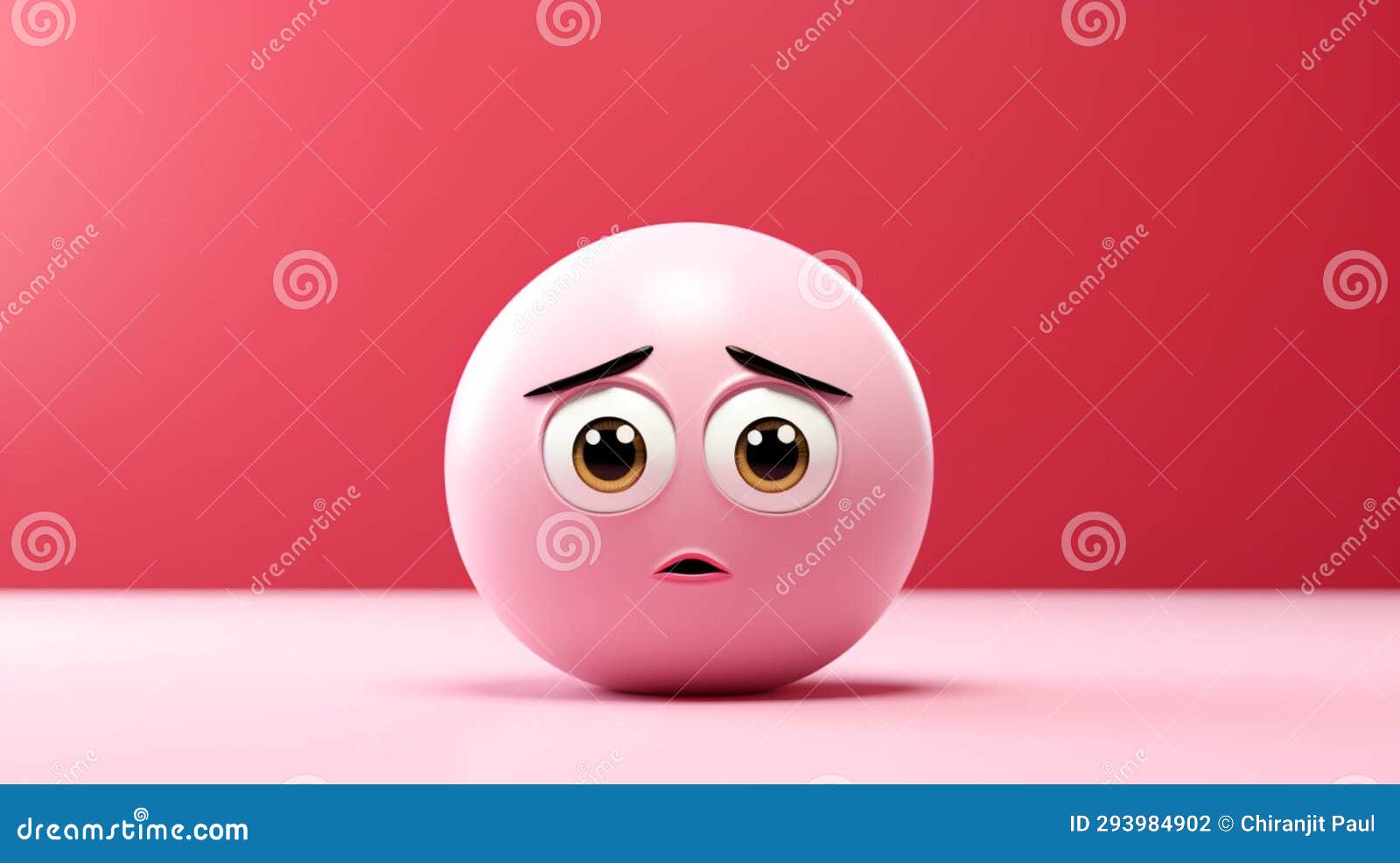 3D Ball Emoji Character in Sad Emotion Action Stock Illustration ...