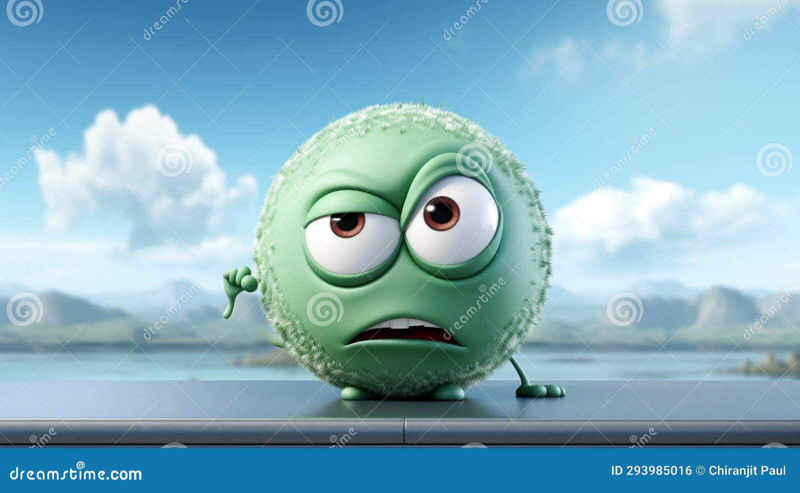3D Ball Emoji Character in Sad Emotion Action Stock Illustration ...