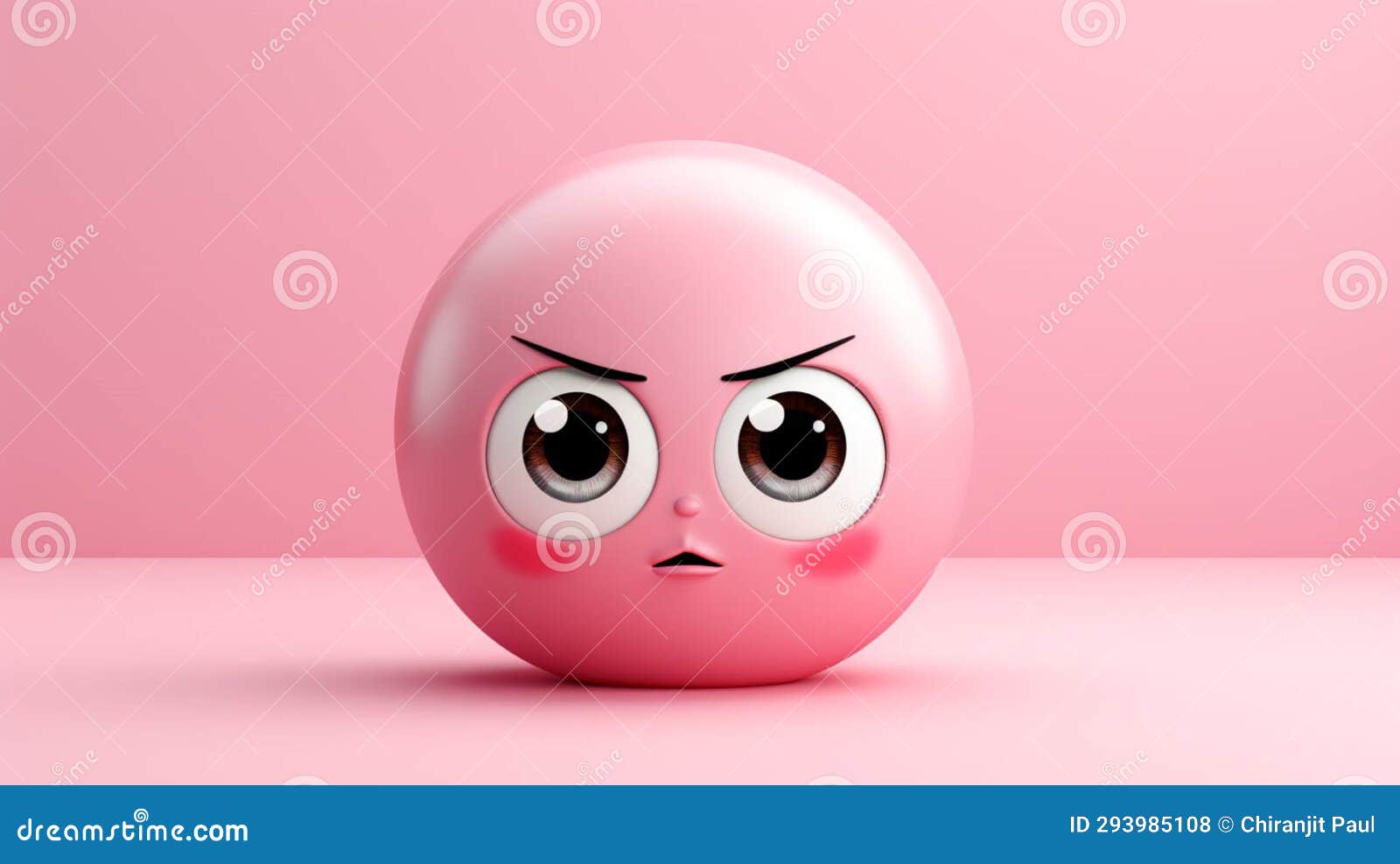 3D Ball Emoji Character in Sad Emotion Action Stock Illustration ...