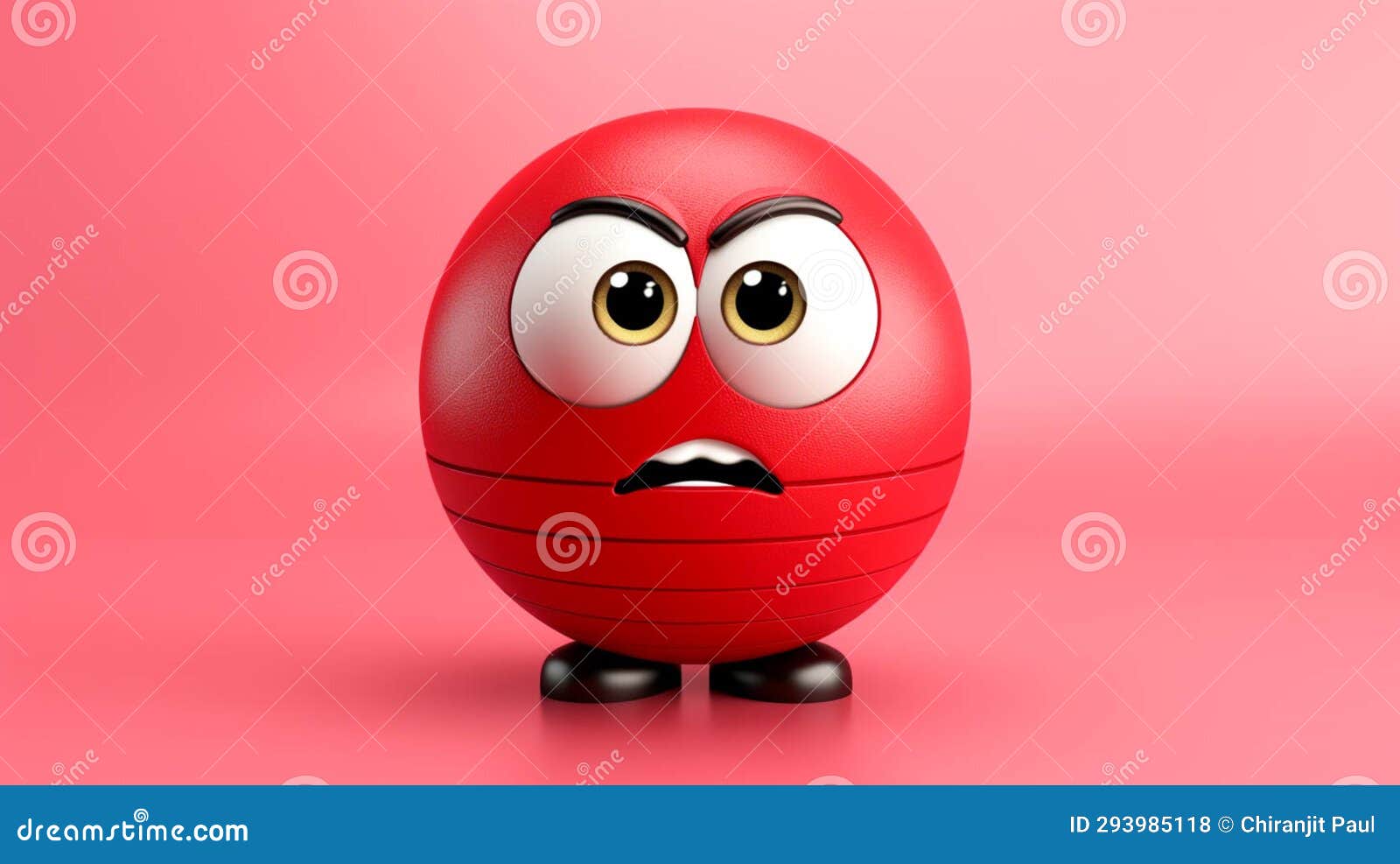 3D Ball Emoji Character in Sad Emotion Action Stock Illustration ...