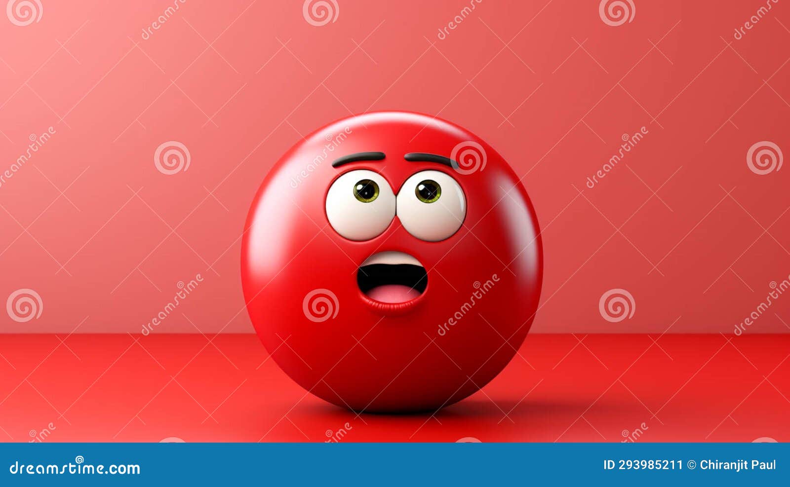 3D Ball Emoji Character in Sad Emotion Action Stock Illustration ...