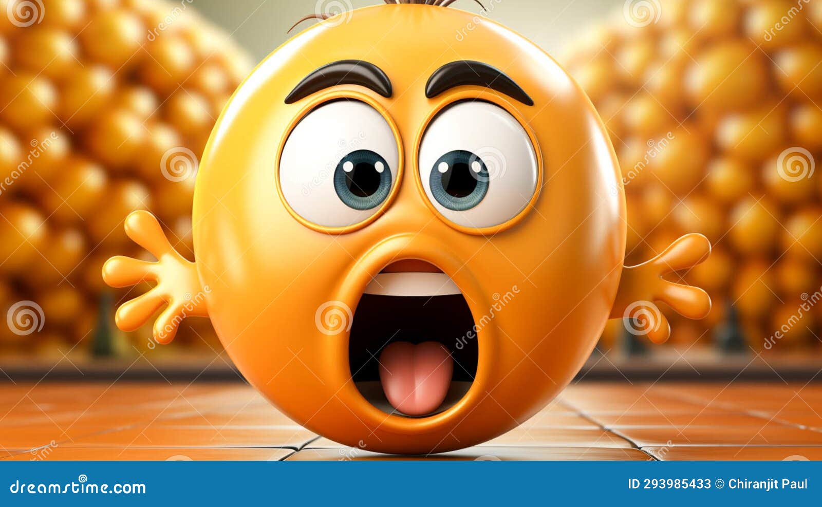 3D Ball Emoji Character in Surprised Emotion Action Stock Image - Image ...