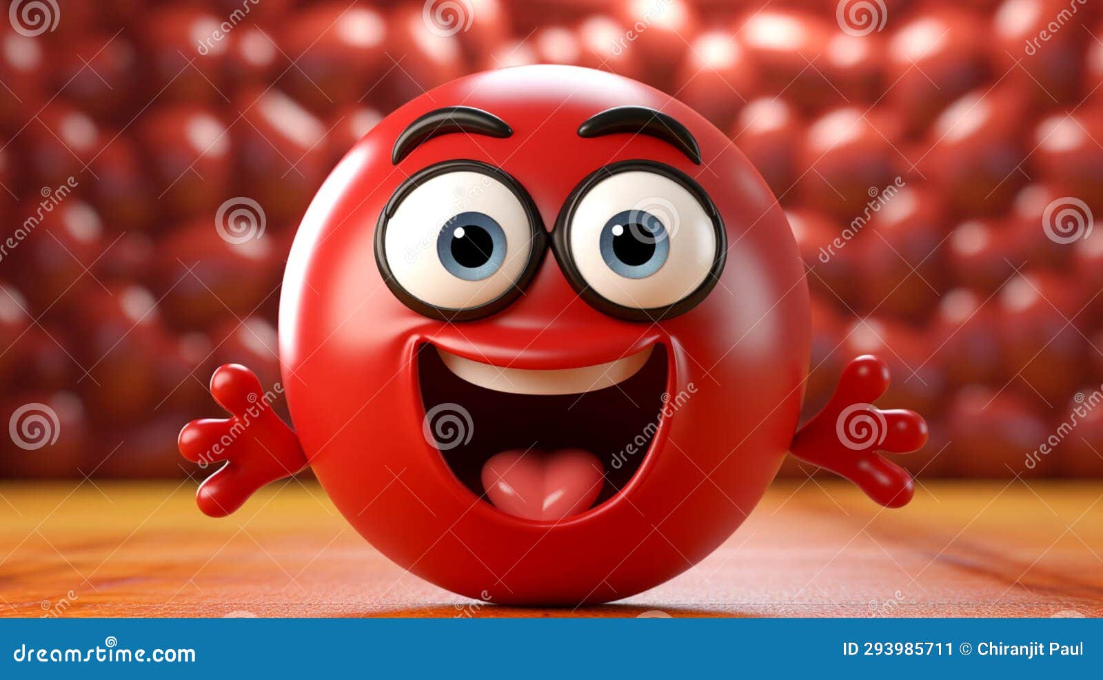 3D Ball Emoji Character in Surprised Emotion Action Stock Illustration ...