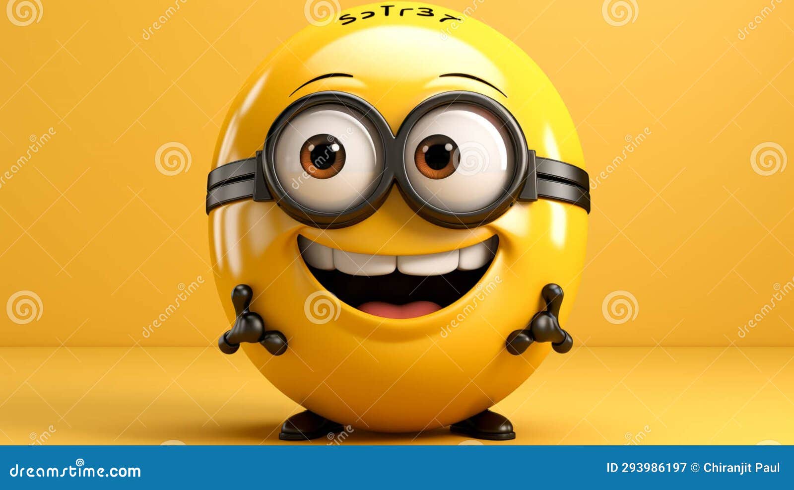 3D Ball Emoji Character in Wow Emotion Action on Orange Stock ...