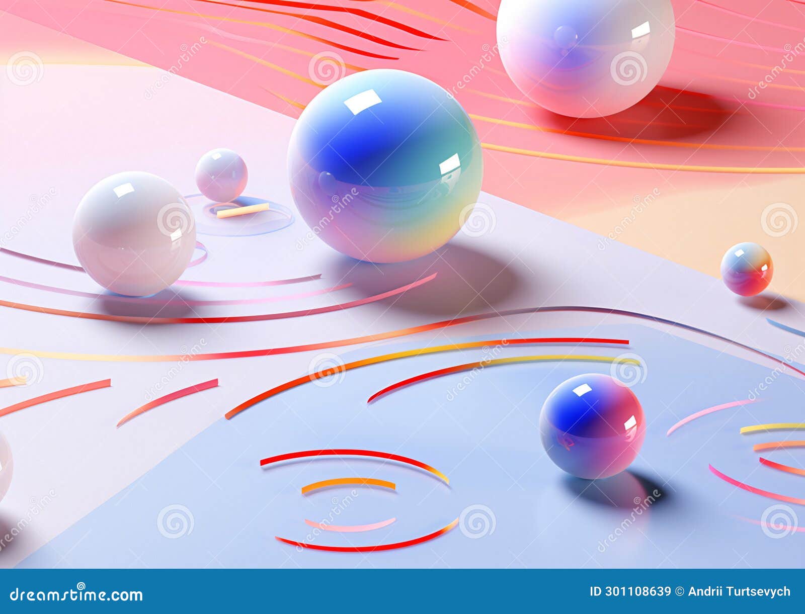 3D Ball Geometry Design in Pink Pastels, AI Generated Stock Image ...