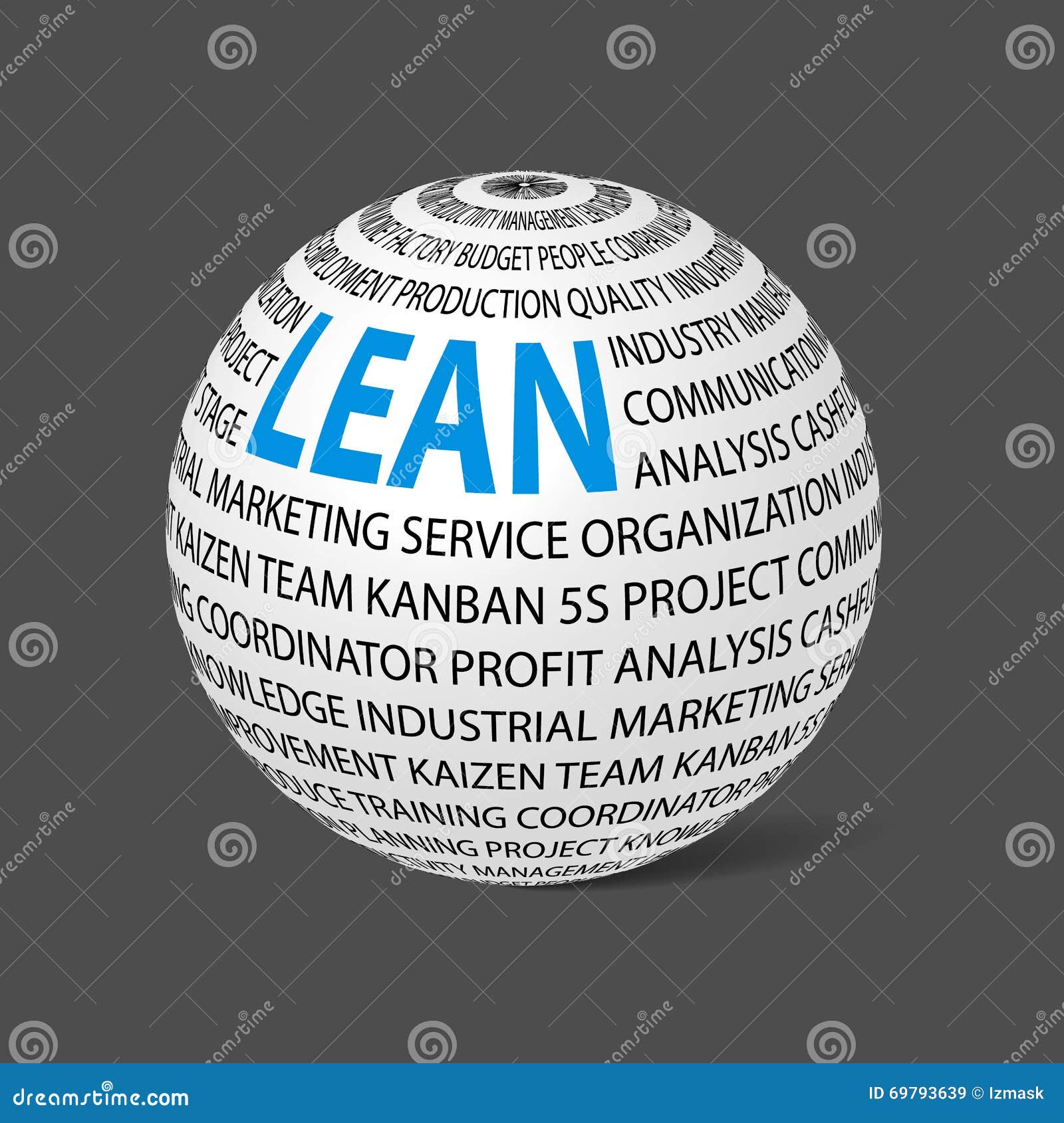 3D ball with Lean theme stock vector. Illustration of improve - 69793639