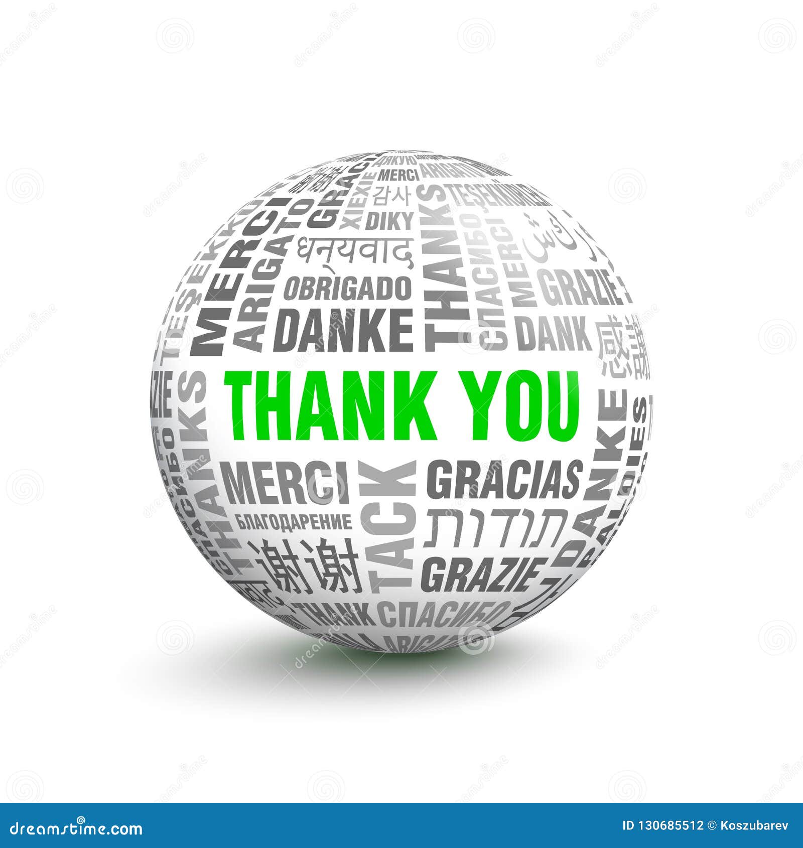 3D Ball with Words Thanks in Different Languages Stock Vector ...