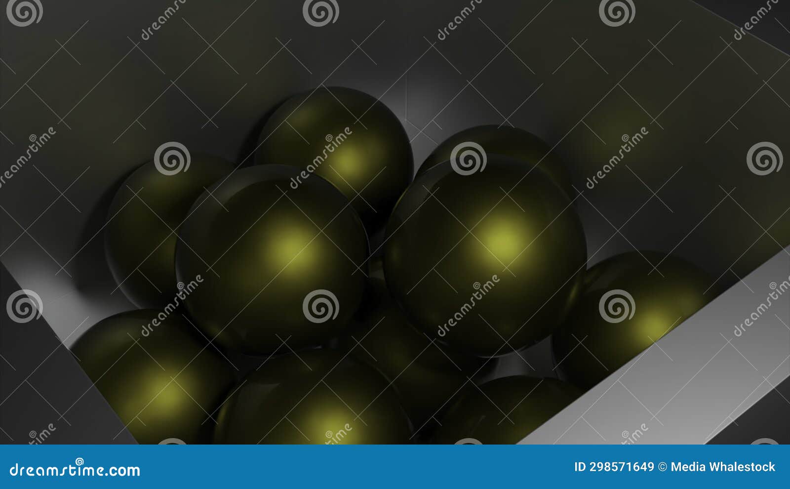 3D Balls Fall into Box. Design. Colored Rubber Balls Fall into 3d Metal ...