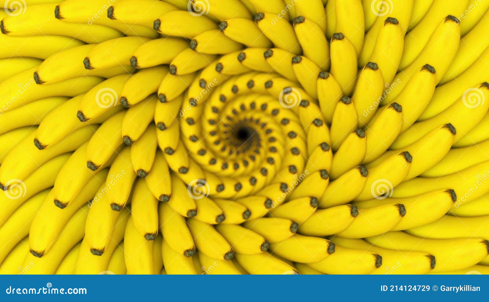 3D Bananas Swirl Flower Loop. Abstract Circular Flower Constructed with ...