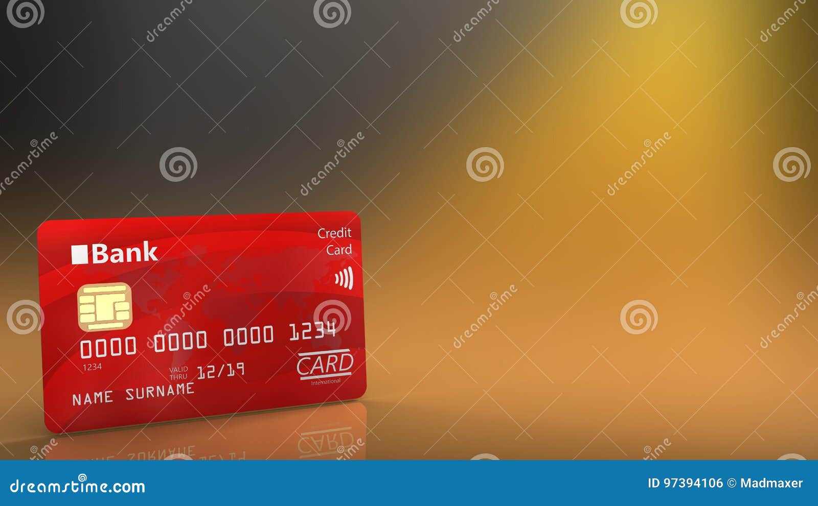 3d bank card stock illustration. Illustration of yellow - 97394106