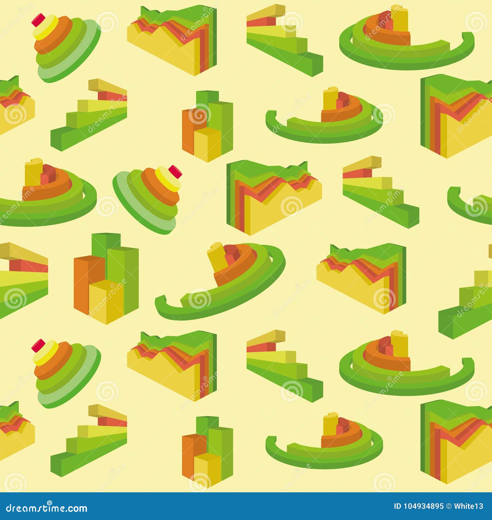 3D-bar Chart, the Element of the Diagram. Seamless Vector Pattern ...