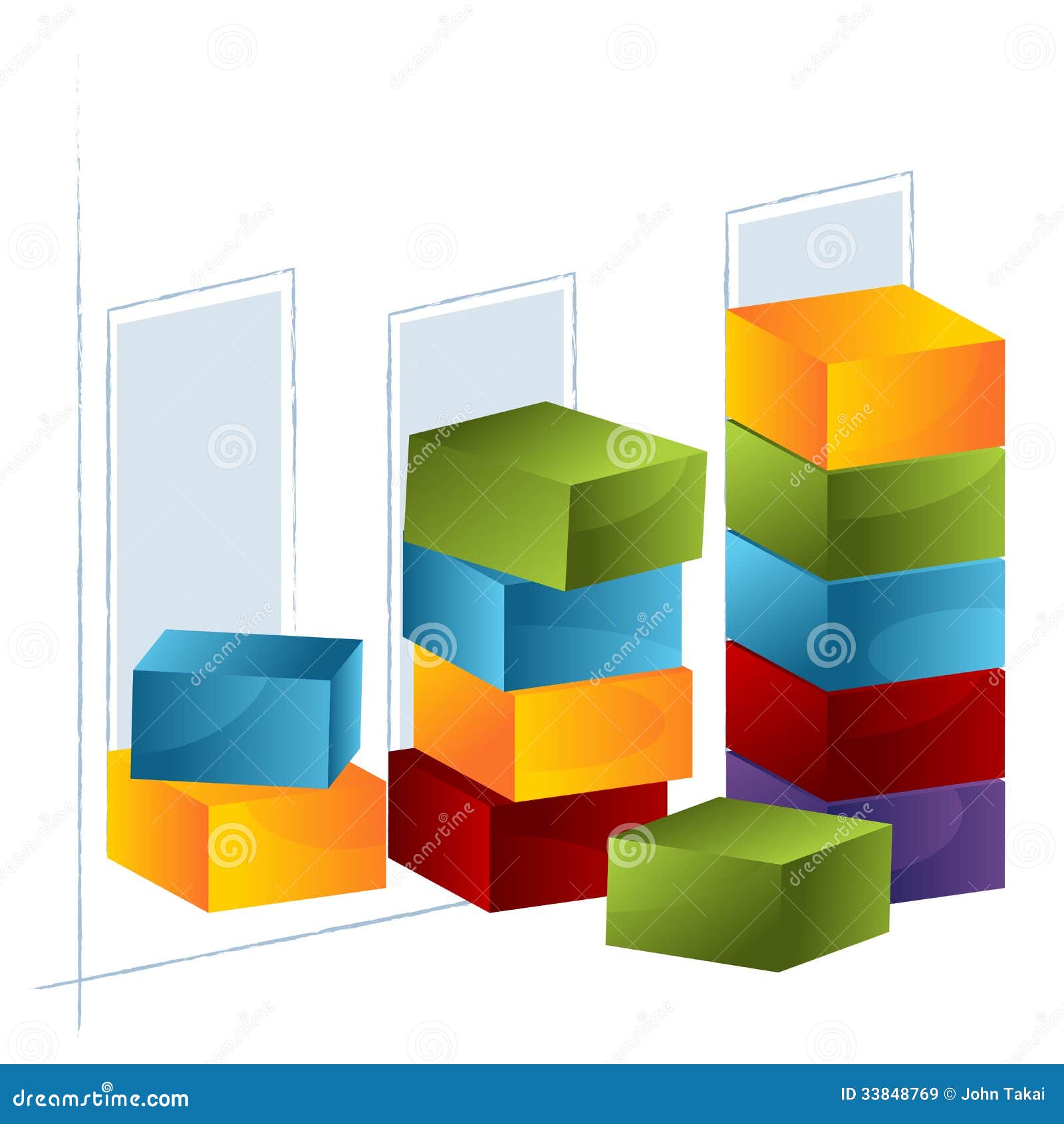 3d Bar Chart stock vector. Illustration of blue, stack - 33848769