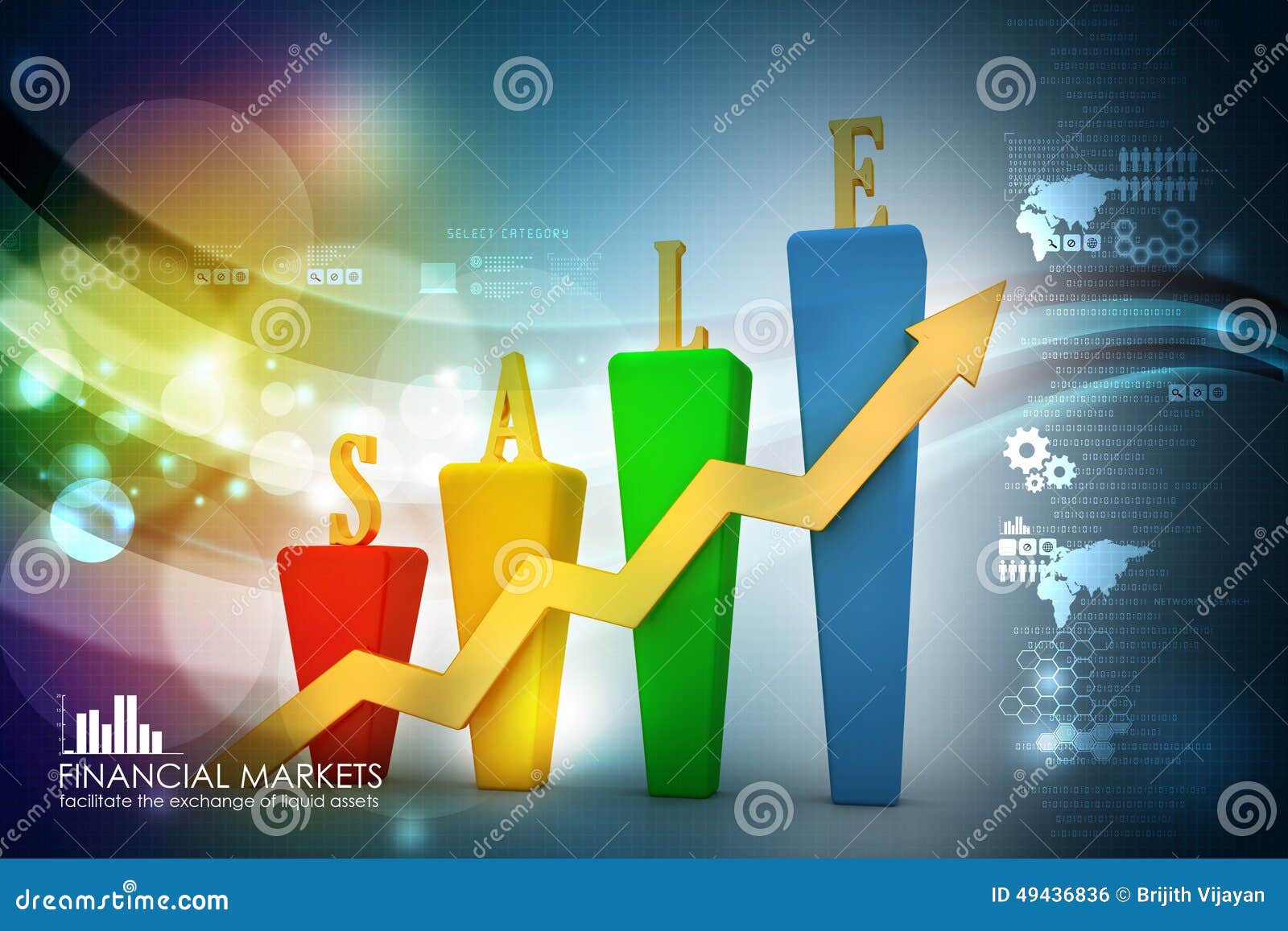 3D Bar Chart and Sales Growth Stock Illustration - Illustration of ...