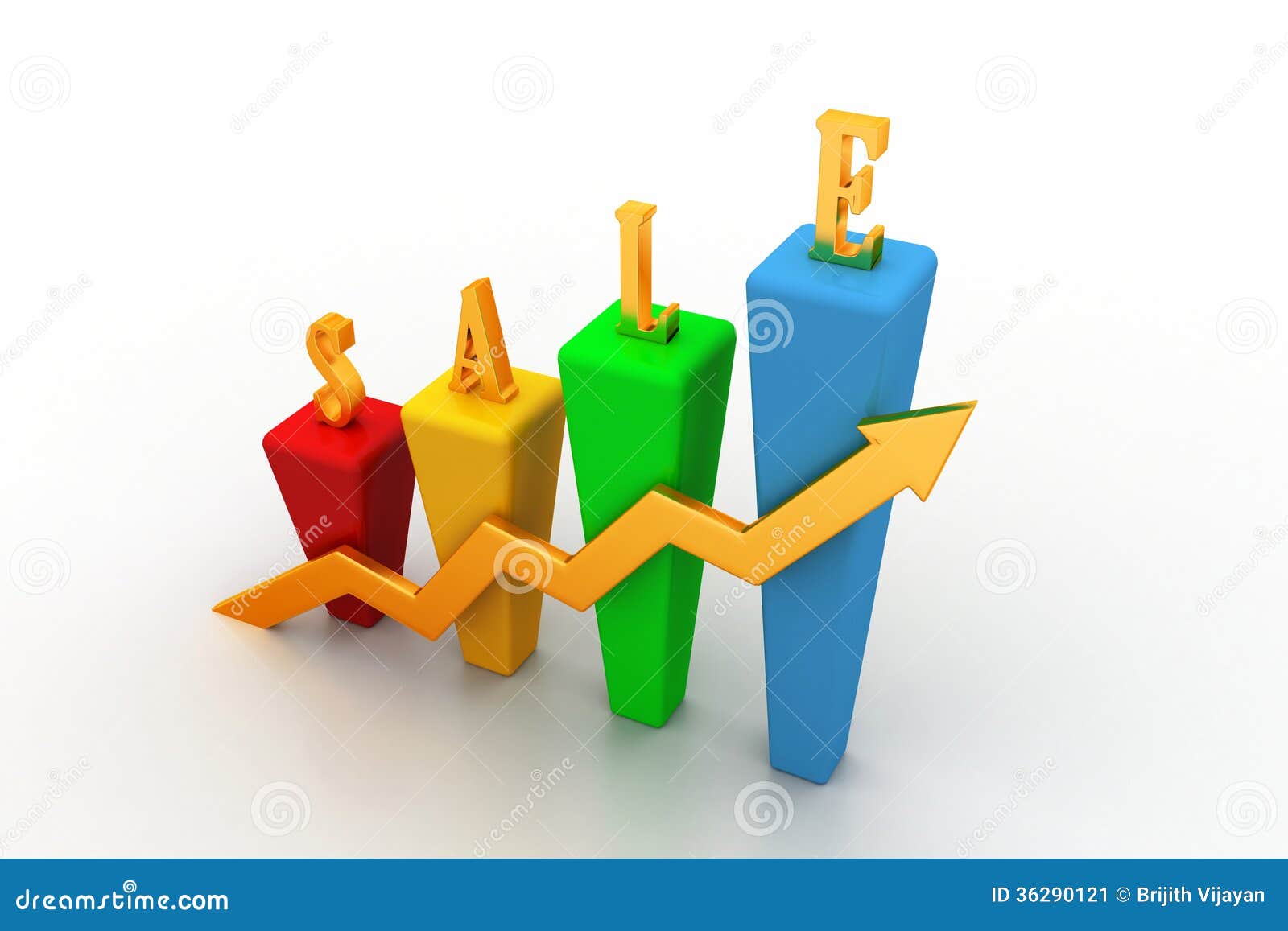 3D Bar Chart and Sales Growth Stock Illustration - Illustration of goal ...