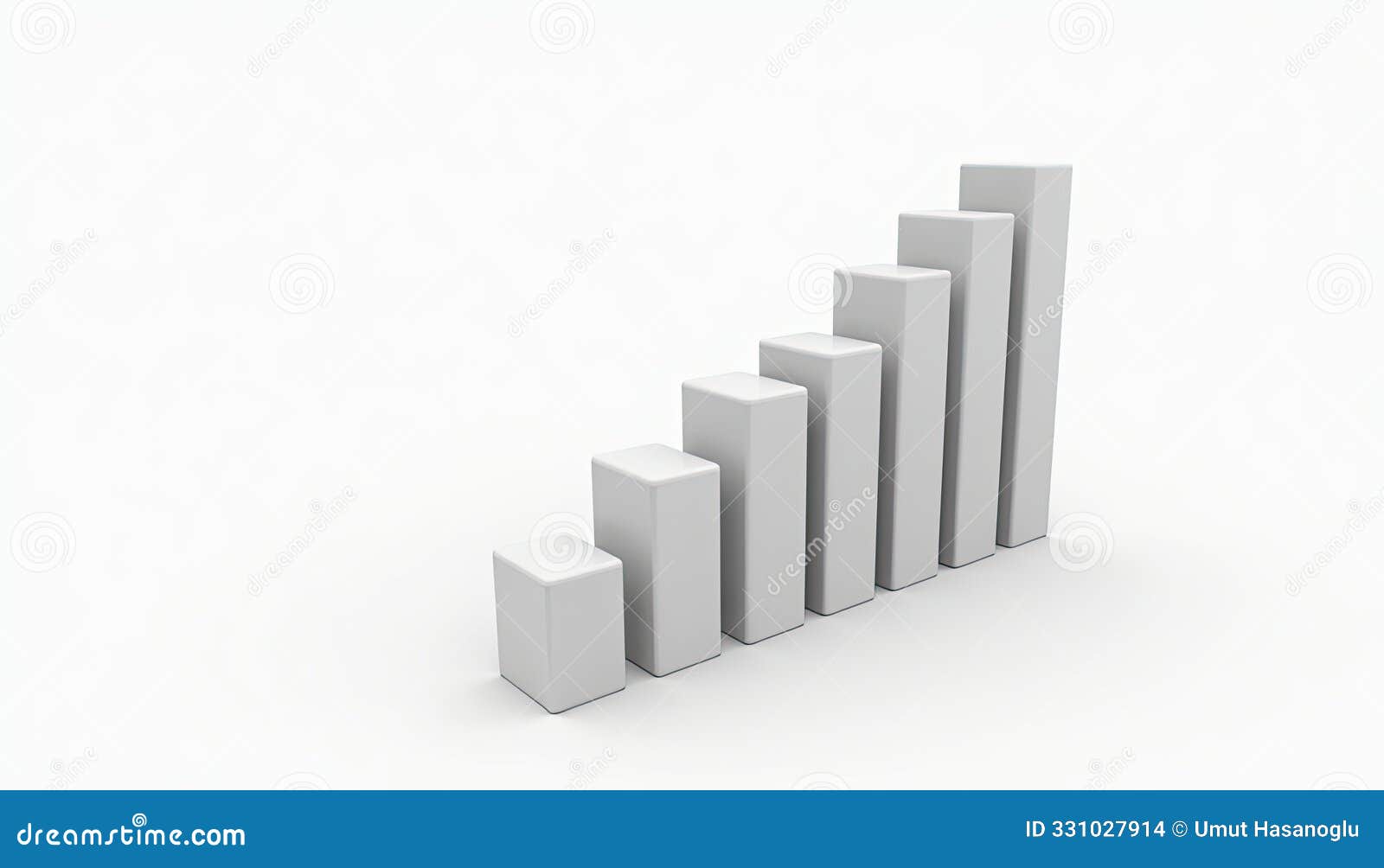3D Bar Chart with Six Rectangular Bars Ascending in Height from Left To ...