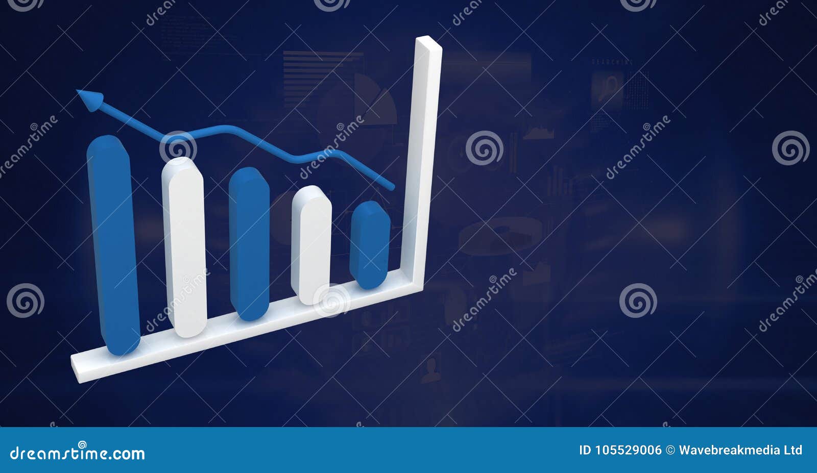 3D Bar Chart Statistics Icon with Blue Background Stock Illustration ...