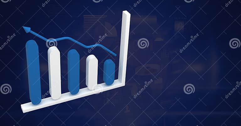 3D Bar Chart Statistics Icon with Blue Background Stock Illustration ...