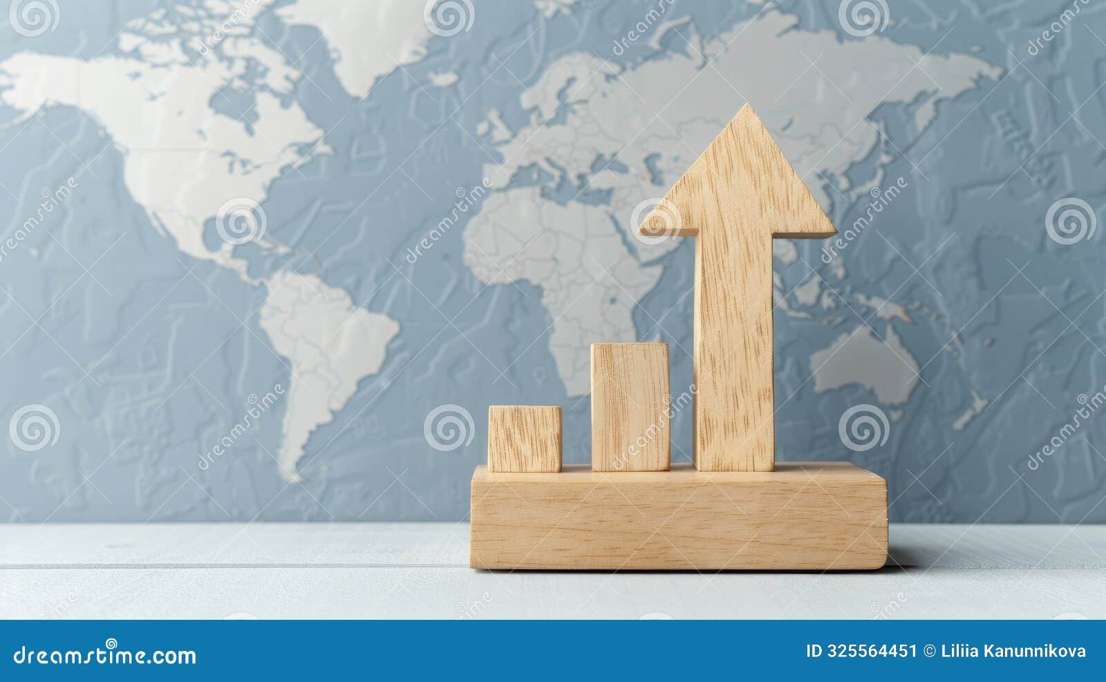 A 3D Bar Chart with an Upward Trend, Set Against a Backdrop of a Blue ...