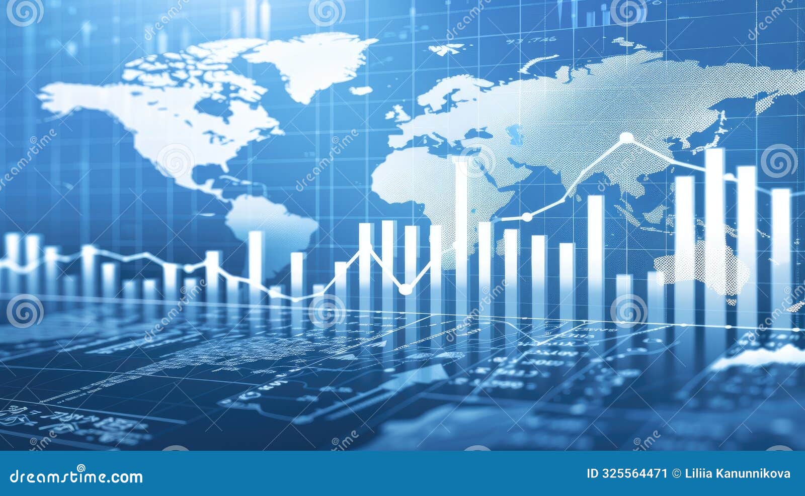 A 3D Bar Chart with an Upward Trend, Set Against a Backdrop of a Blue ...