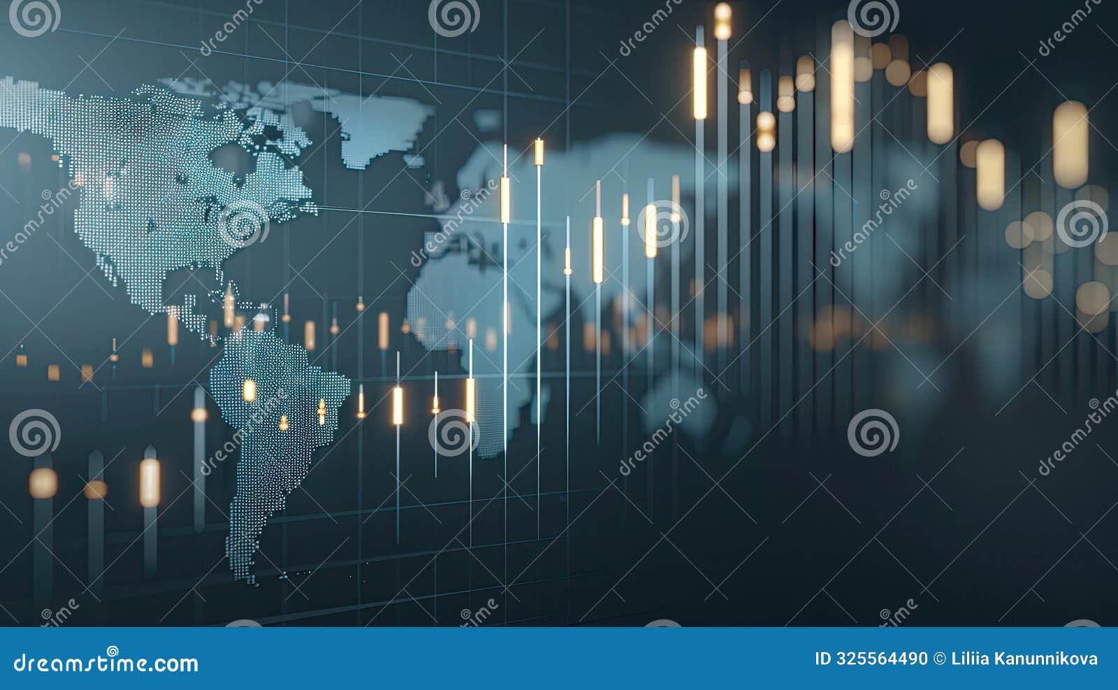 A 3D Bar Chart with an Upward Trend, Set Against a Backdrop of a Blue ...
