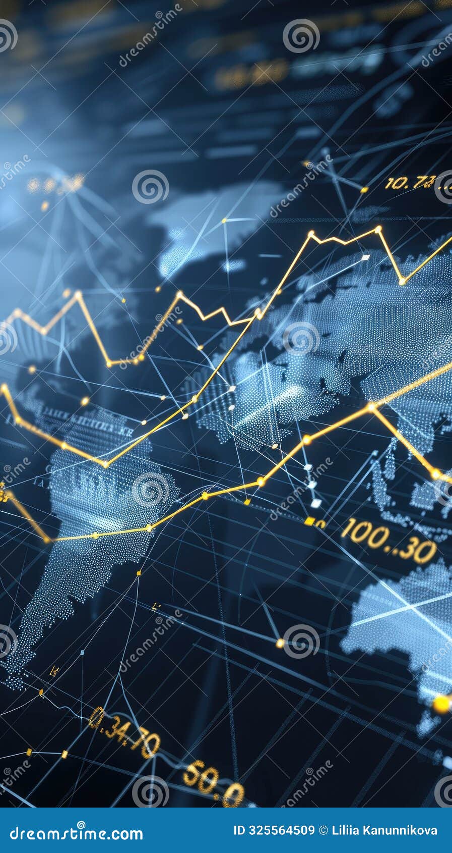 A 3D Bar Chart with an Upward Trend, Set Against a Backdrop of a Blue ...