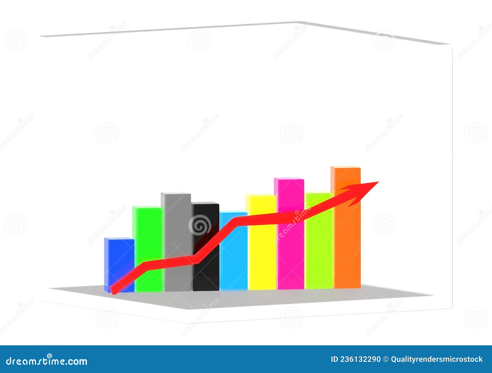 3d bar graph and arrow stock illustration. Illustration of growth ...