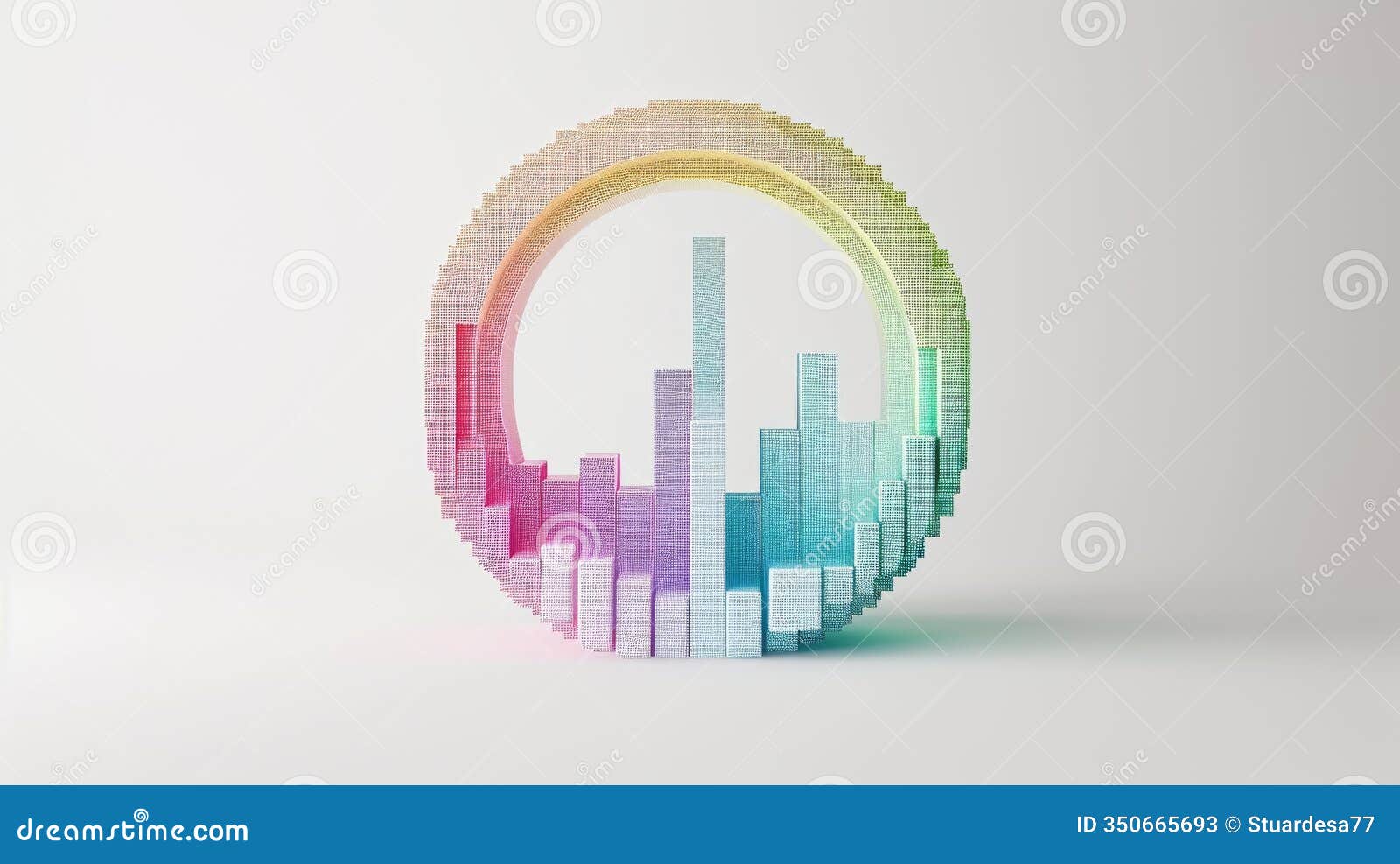 3D Bar Graph in Circular Frame with Soft Pastel Colors Stock Image ...