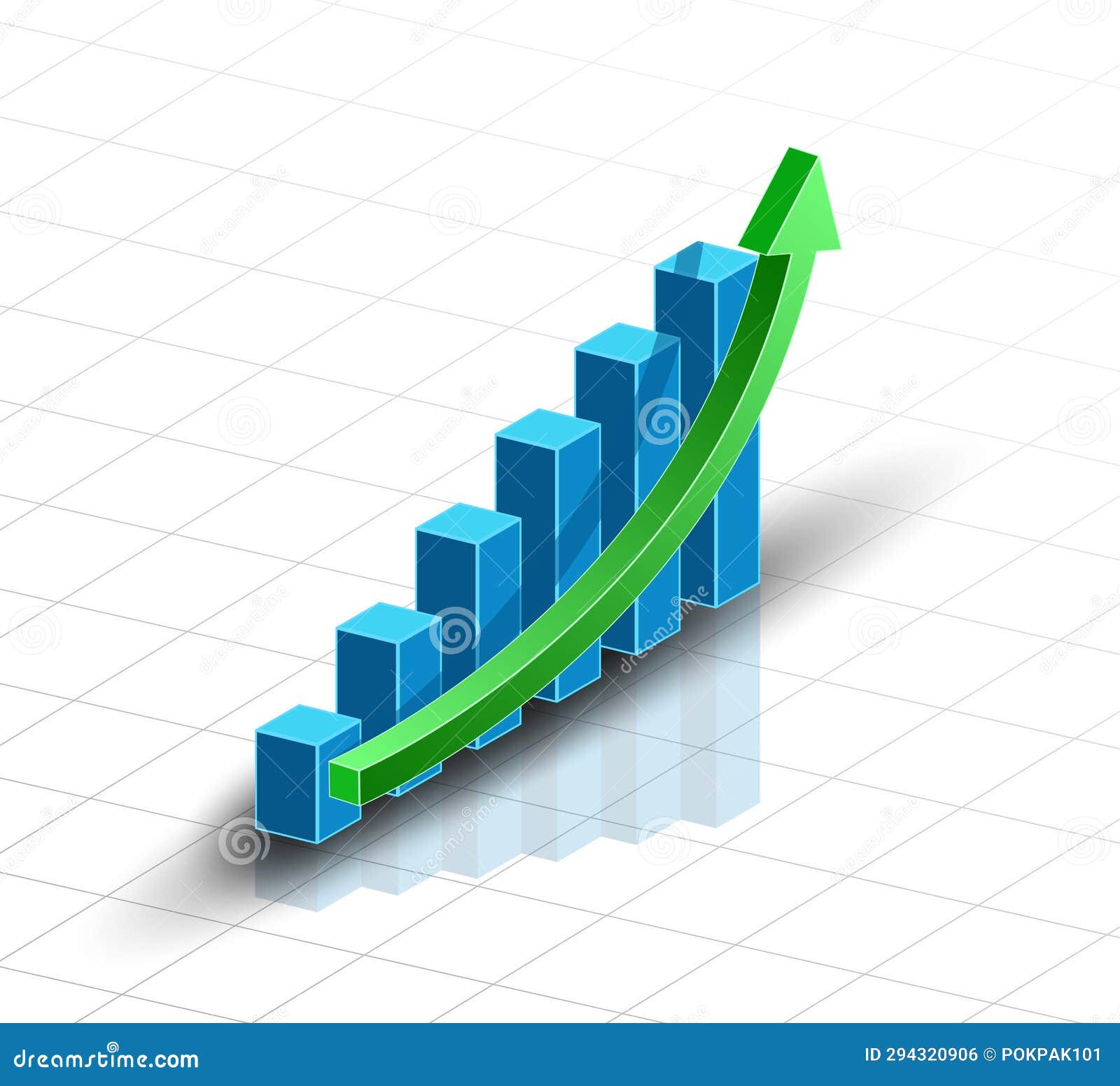 3D Bar Graph Growth and Up Arrow Stock Vector - Illustration of line ...