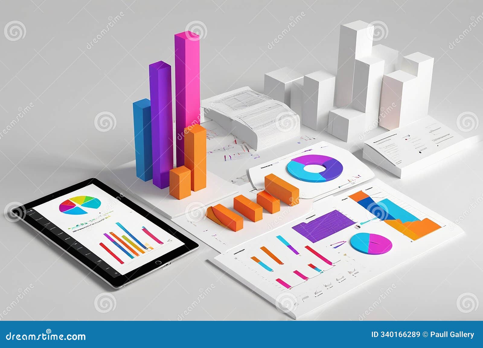 3D Bar Graph Table and Report Paper Stock Illustration - Illustration ...