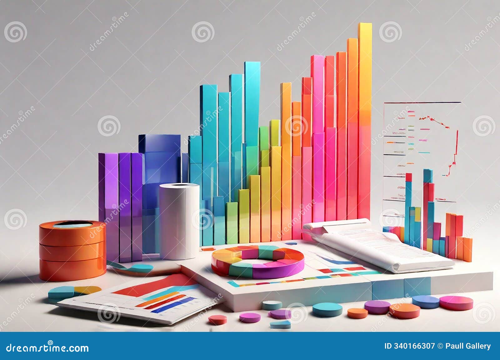 3D Bar Graph Table and Report Paper Stock Illustration - Illustration ...