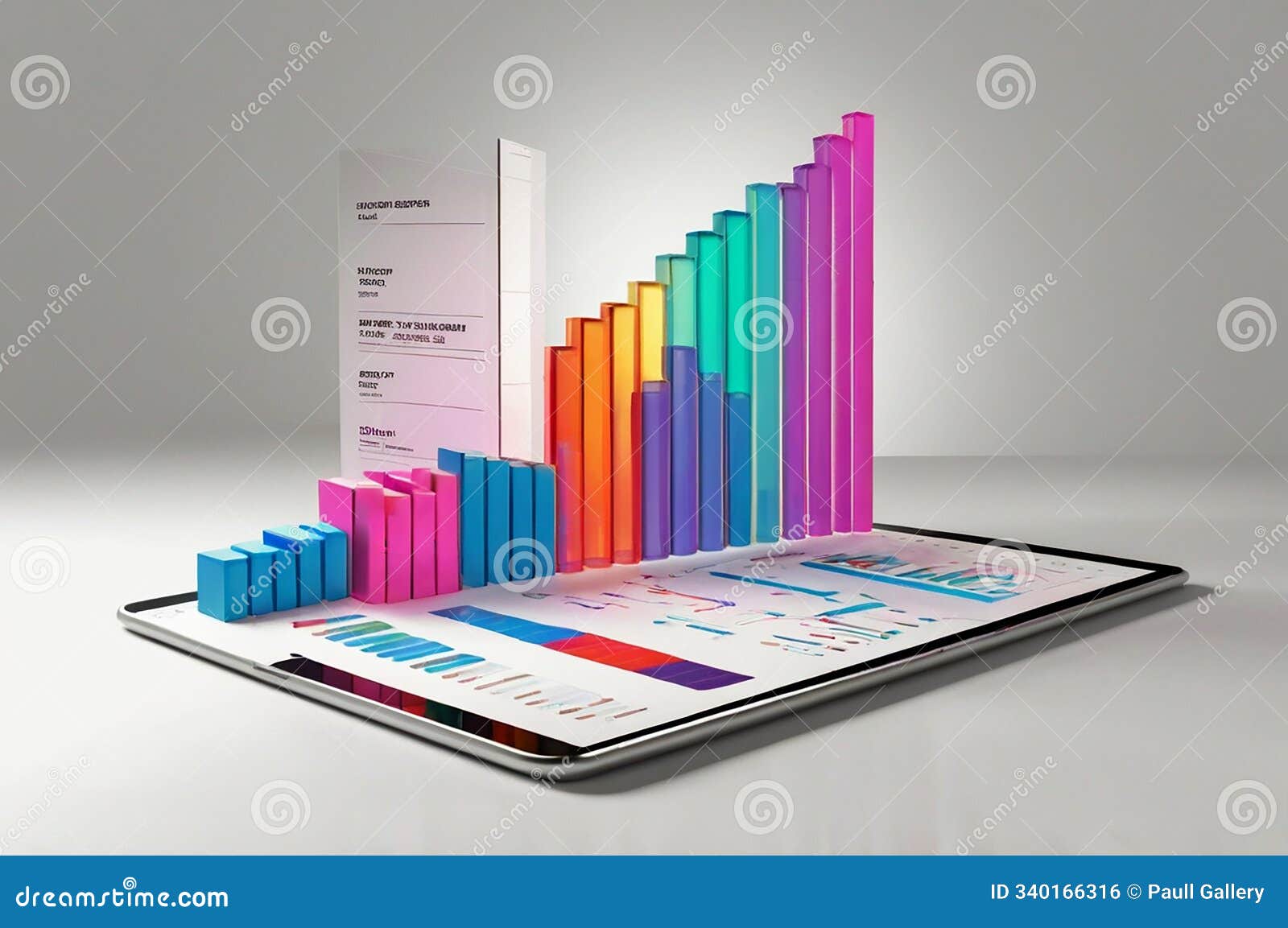 3D Bar Graph Table and Report Paper Stock Illustration - Illustration ...