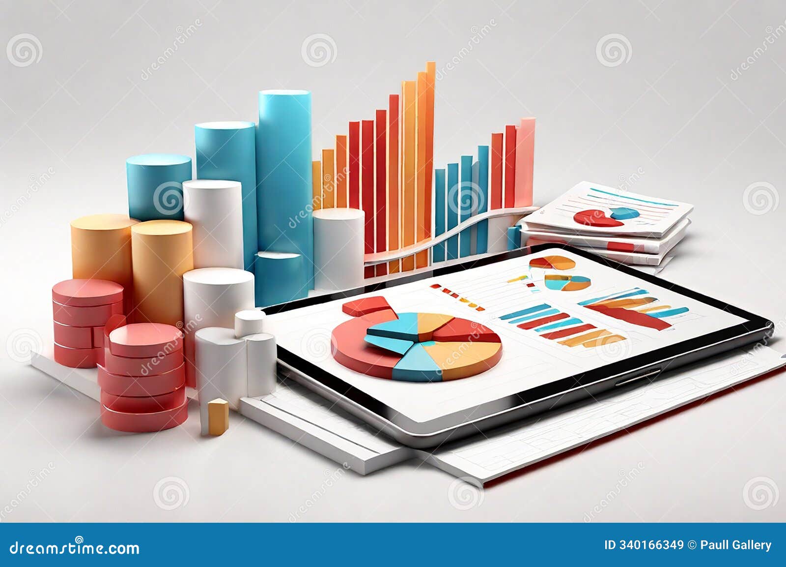 3D Bar Graph Table and Report Paper Stock Illustration - Illustration ...