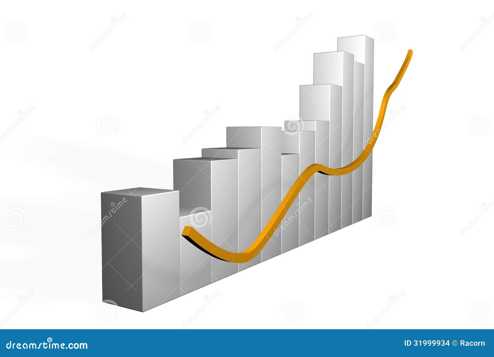 3d Bar Graph with Undulating Performance Stock Illustration ...