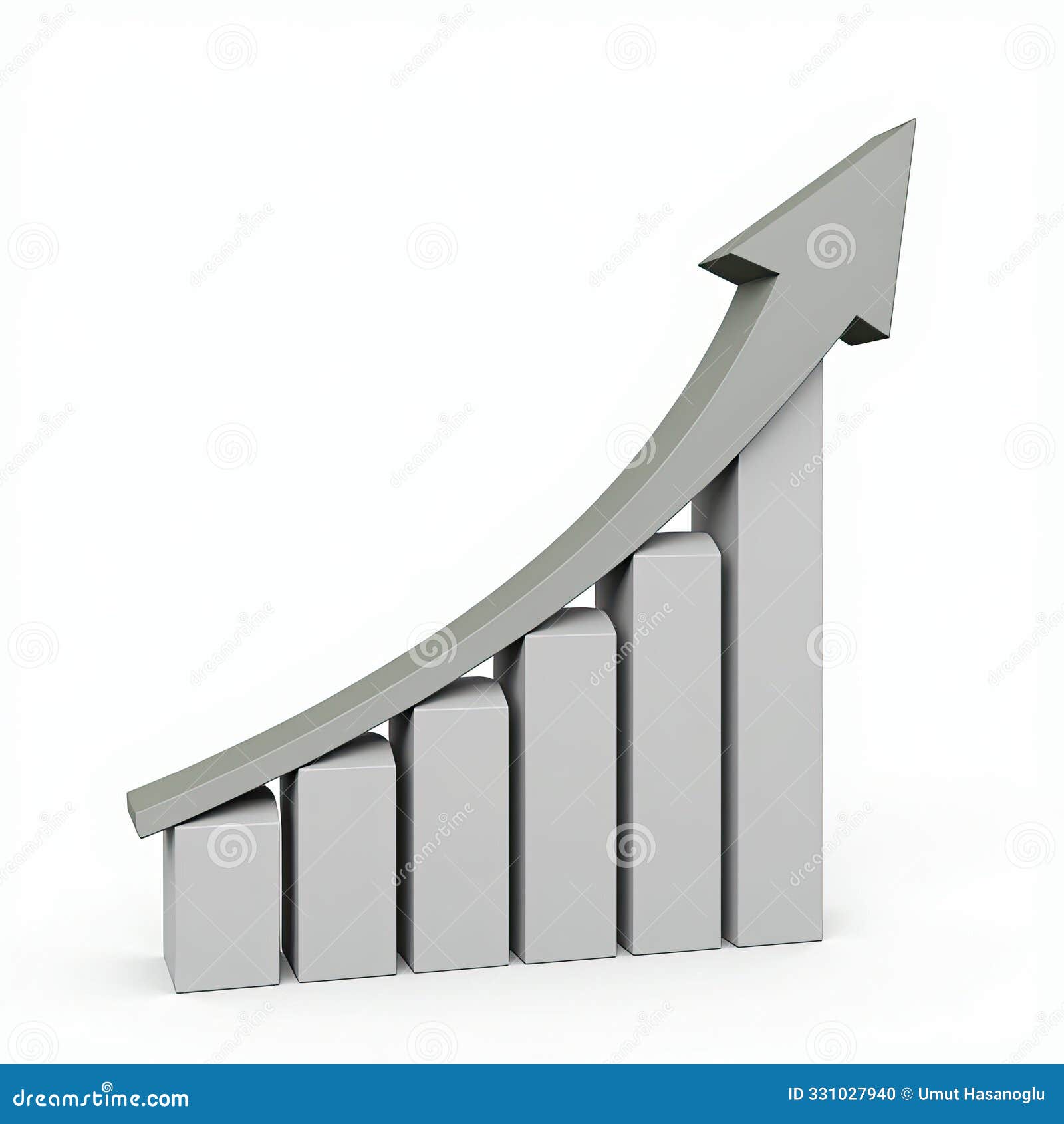 A 3D Bar Graph with an Upward Arrow Indicating Growth and Progress ...