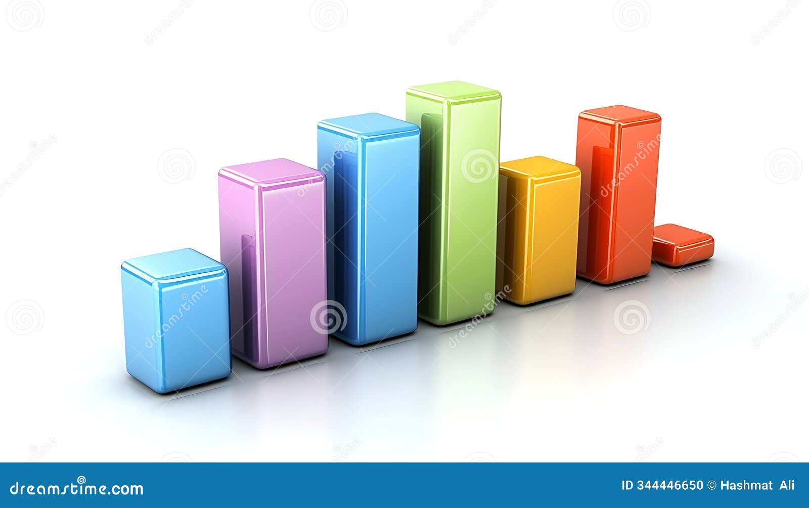 3D Bar Graph with a White Background Stock Illustration - Illustration ...
