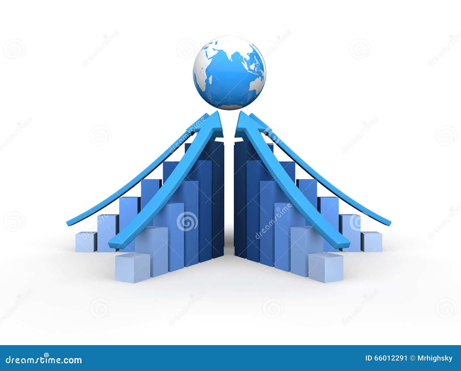 3d Bar Graphs with Arrows and Earth Sphere Stock Illustration ...