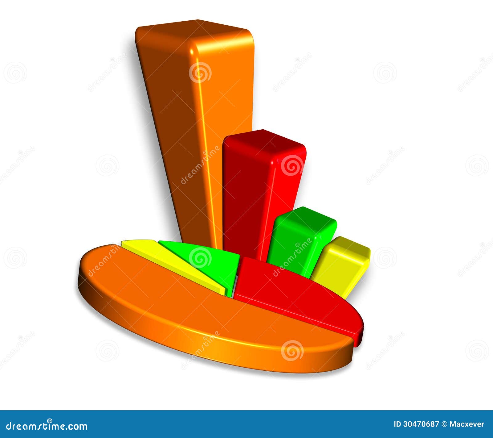 3D Bar & Pie chart stock illustration. Illustration of horizontal ...
