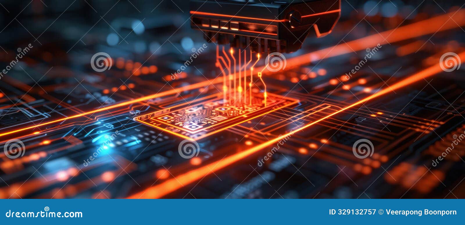 3D Barcode and Laser Strip Interaction Stock Illustration ...