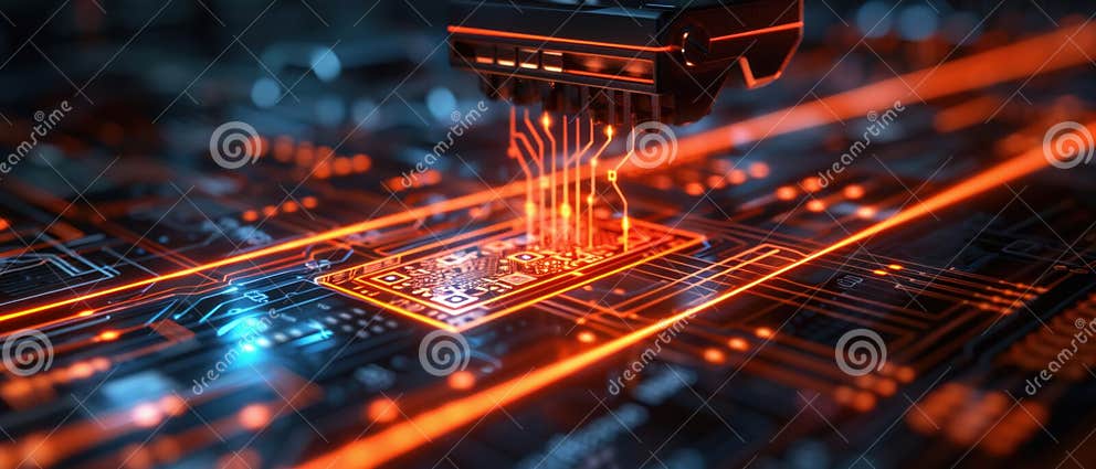 3D Barcode and Laser Strip Interaction Stock Illustration ...