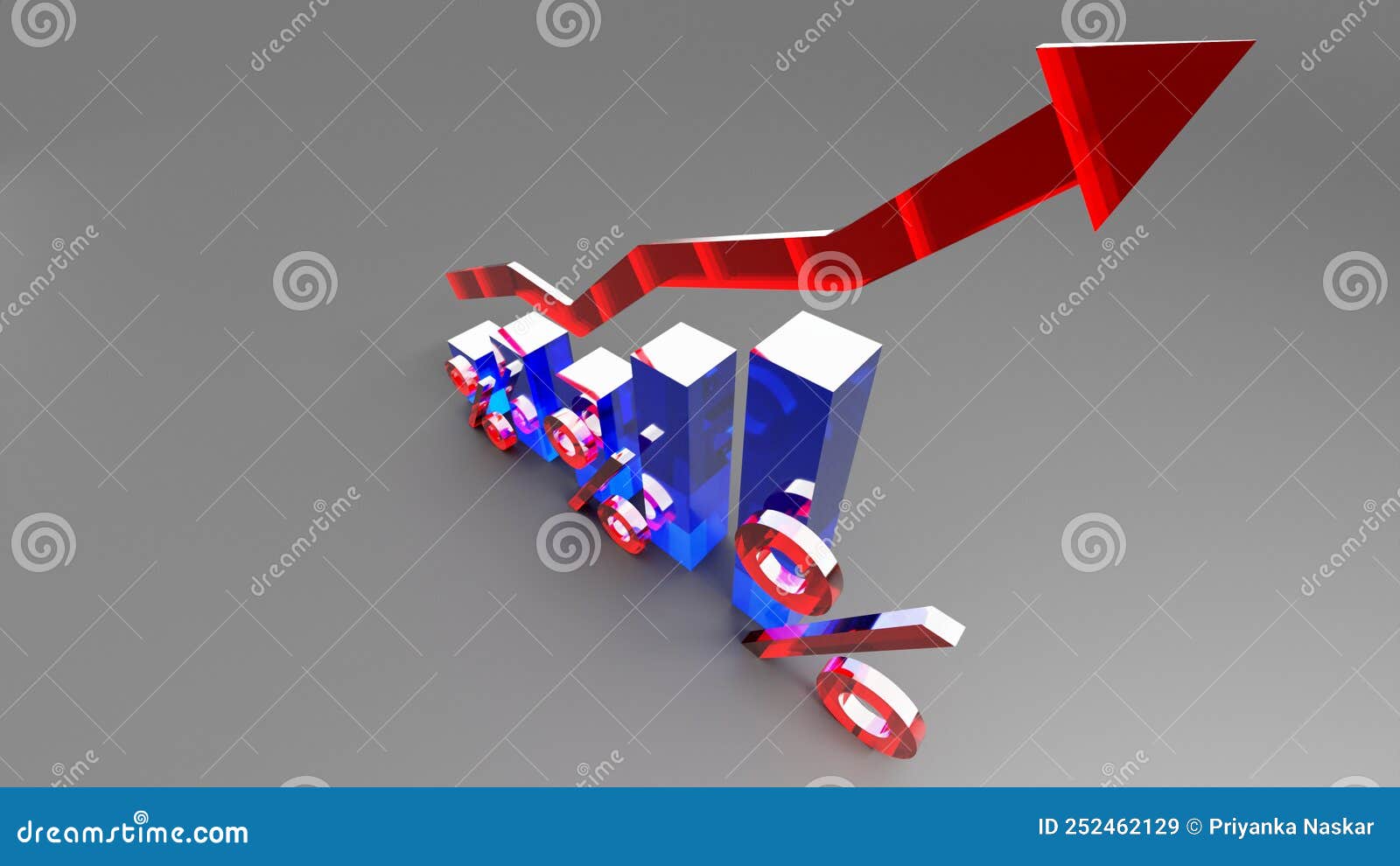 3D Bars and Graph Made of Glossy Glass or Plastic Depicting Inflation ...