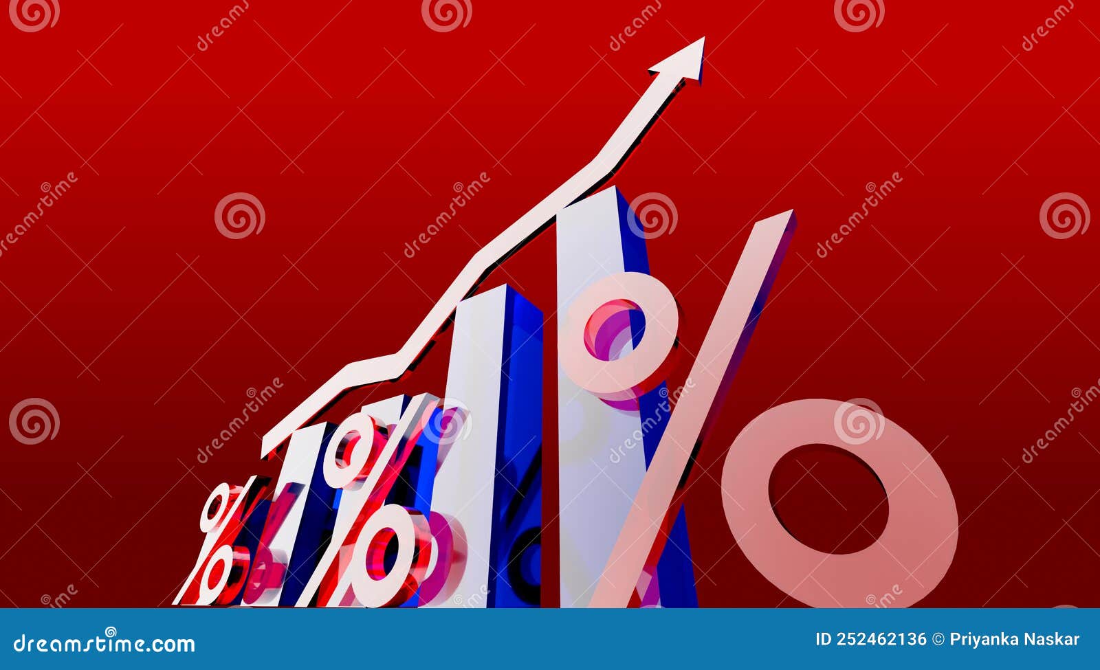 3D Bars and Graph Made of Glossy Glass or Plastic Depicting Inflation ...